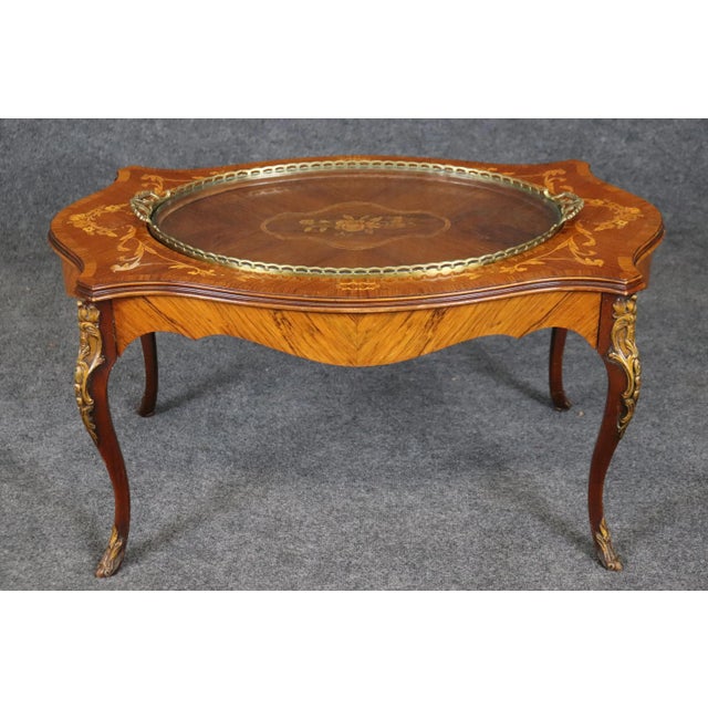 Carved Walnut Inlaid French Serving Tray Louis XV Style Coffee Cocktail ...