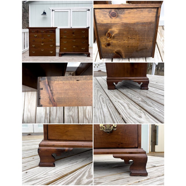 Late 20th Century 12 Drawer Tall Chest on Chest New England Style Pine ...