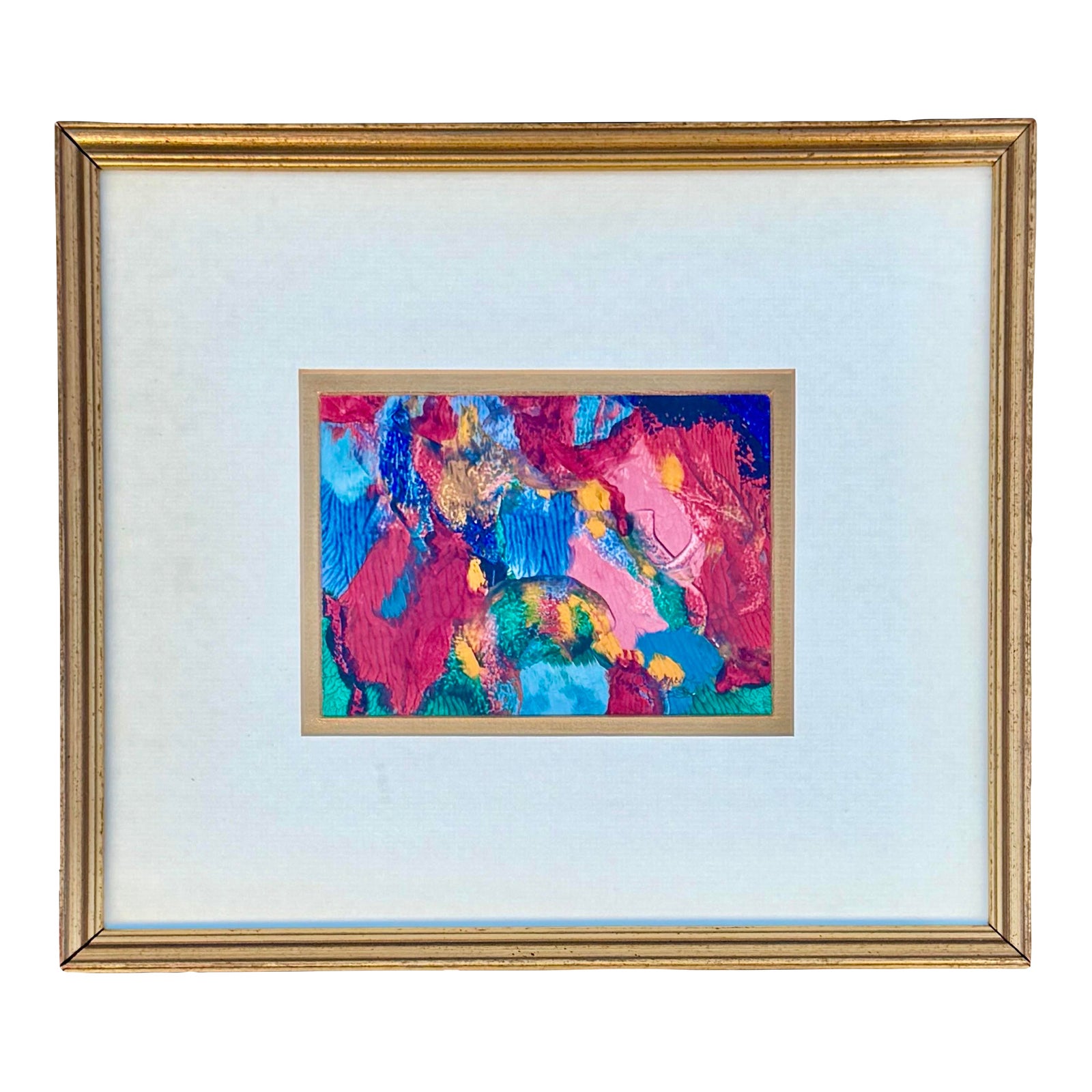 Vintage Vibrant Abstract Expressionist Hand-Painted Alkyd Monotype by ...