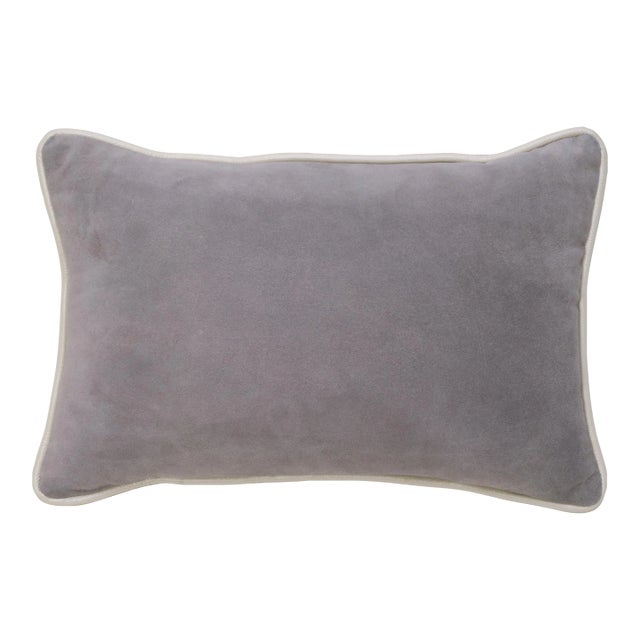Piped Suede Grey Pillow | Chairish
