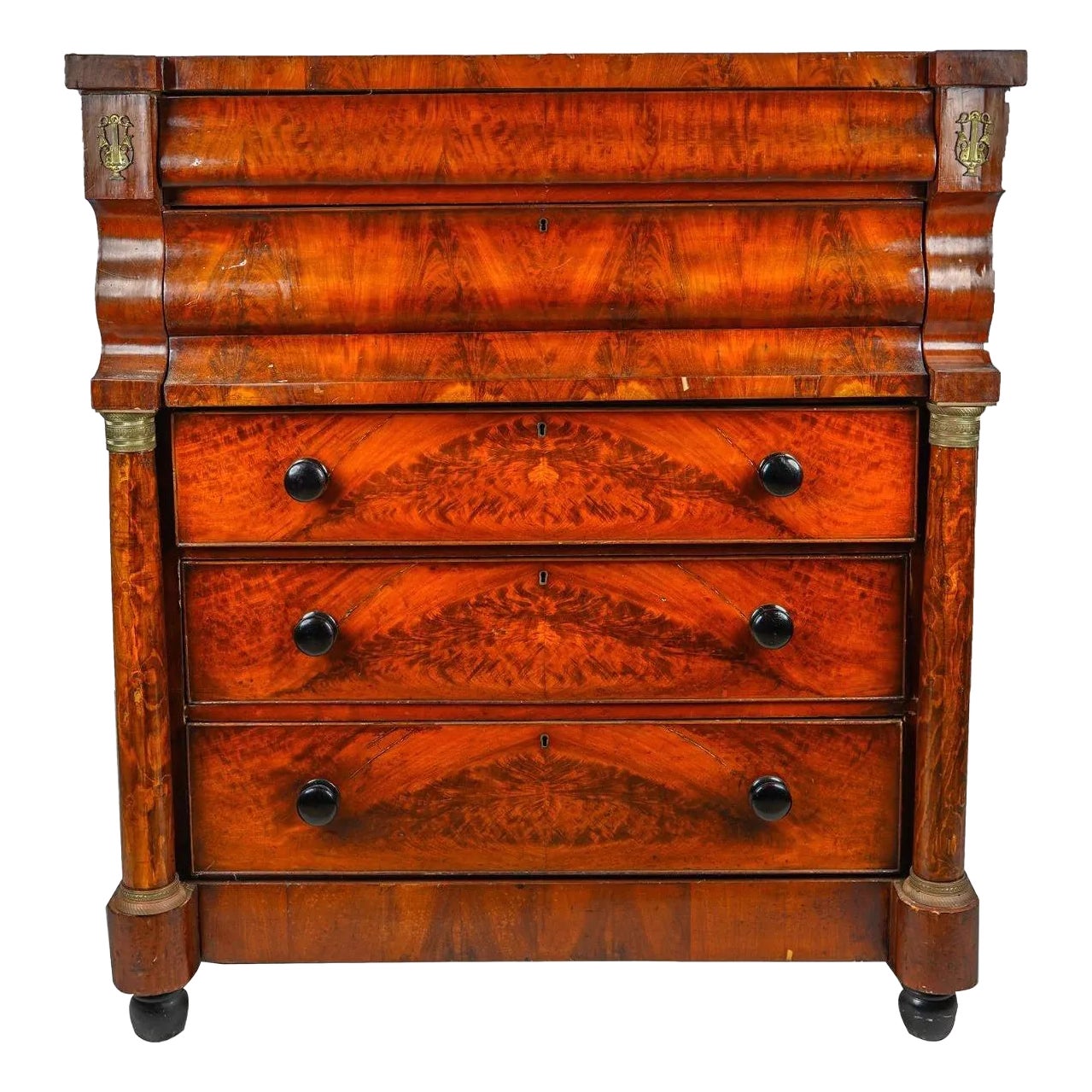 Antique Early 19th C American Late Classical Period Mahogany High Chest ...