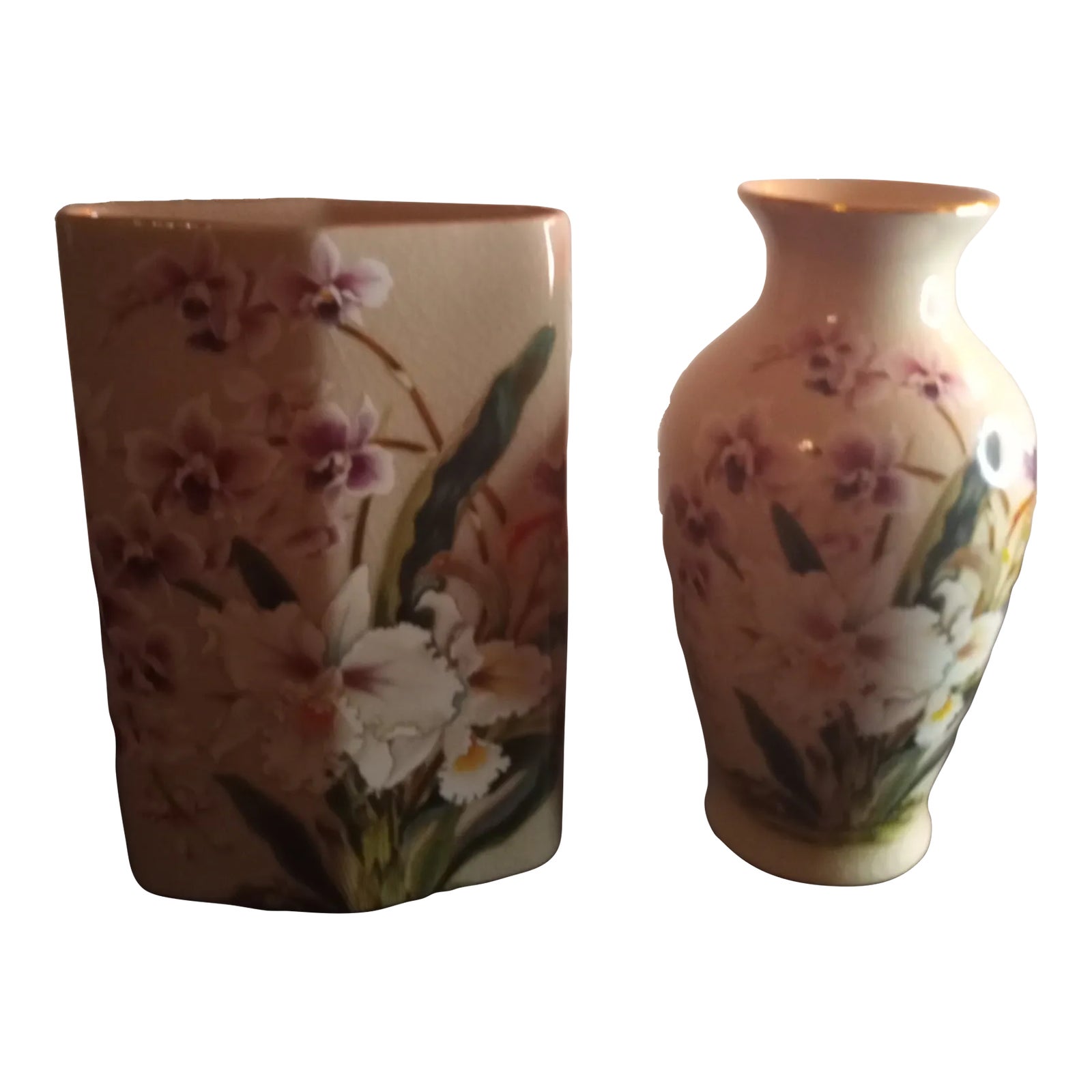 1970s Hand Painted Japanese Toyo Porcelain Decorative Vases - Set of 2 ...