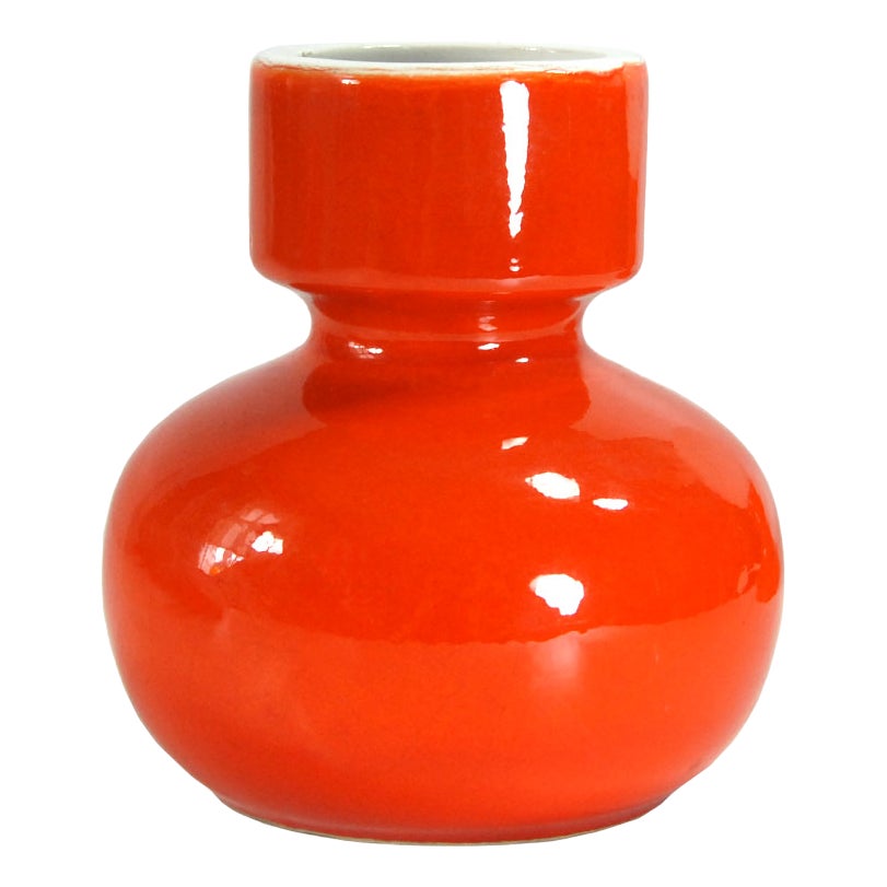 Vintage Space Age Orange Ceramic Vase, Belgium, 1970s | Chairish