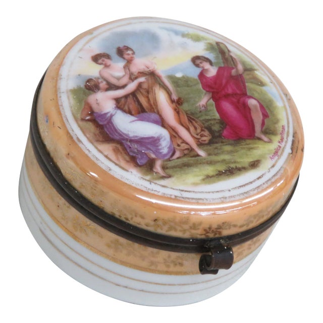 Porcelain Hand Painted Neoclassical Cameo Trinket Jewelry Box Chairish