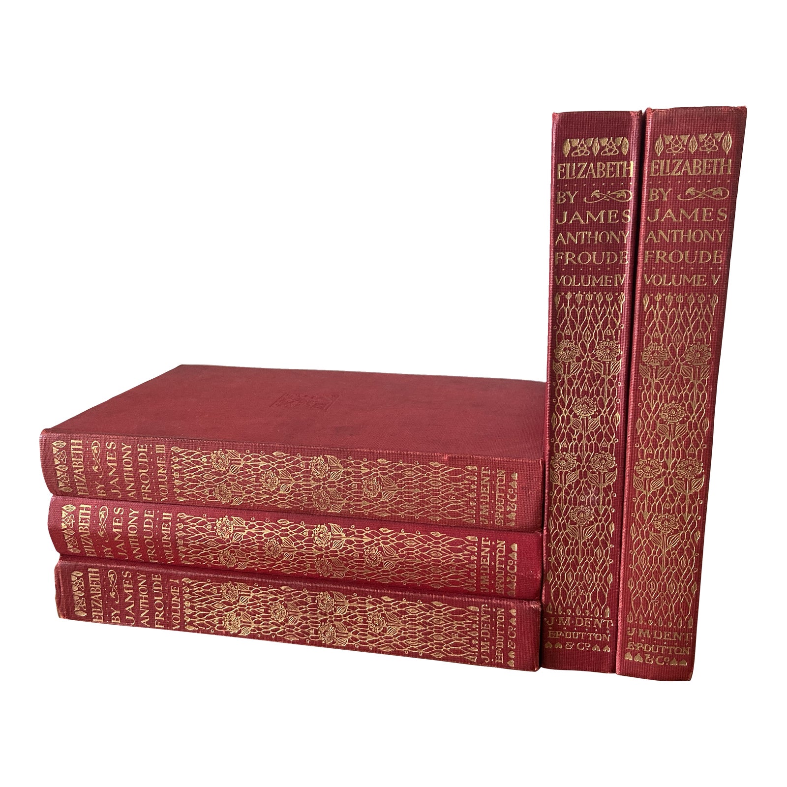 Antique Book Set Five Volume Everyman’s Library Elizabeth: James ...