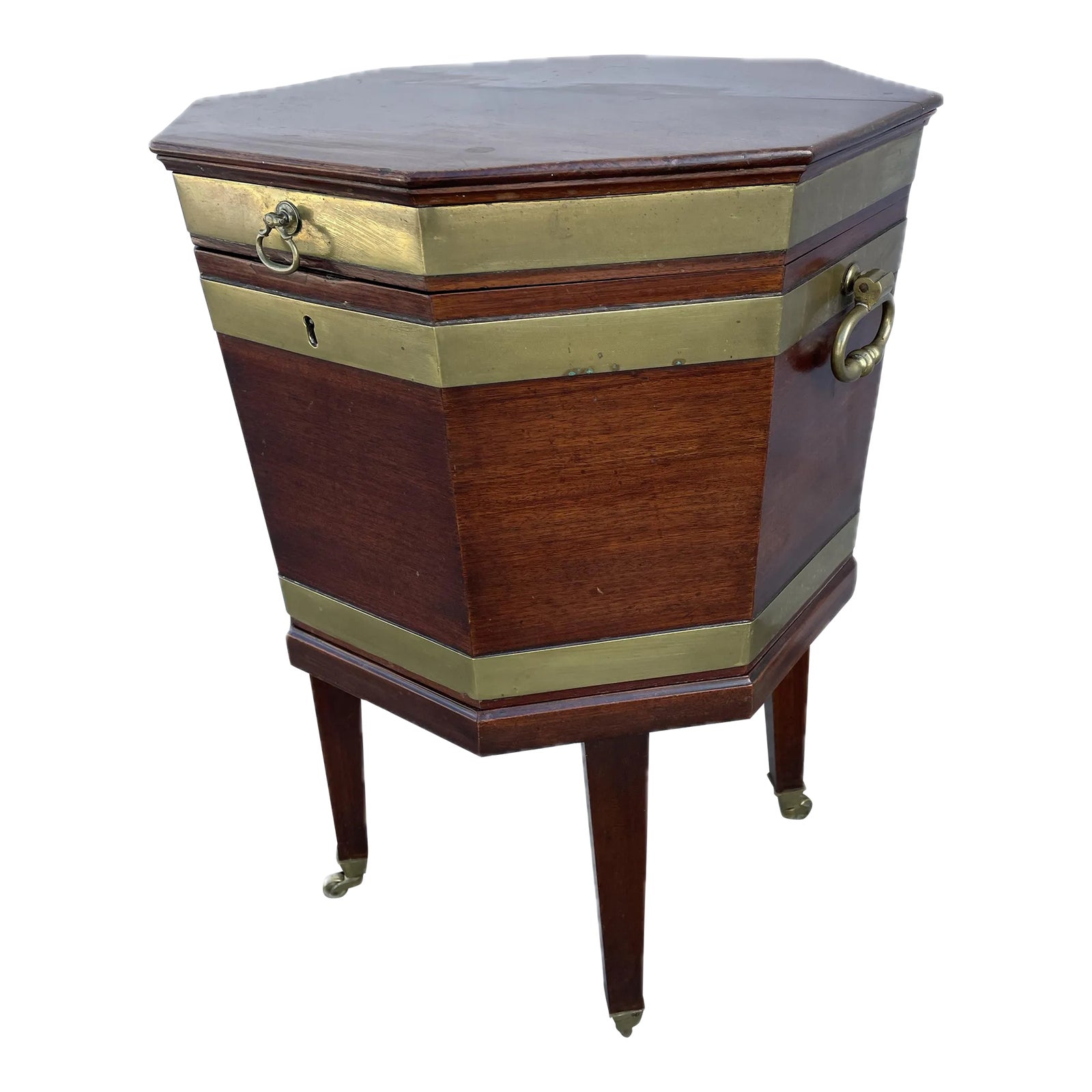 Late 18th Century George Lll Mahogany Hexagonal Brass Bound Cellarette ...