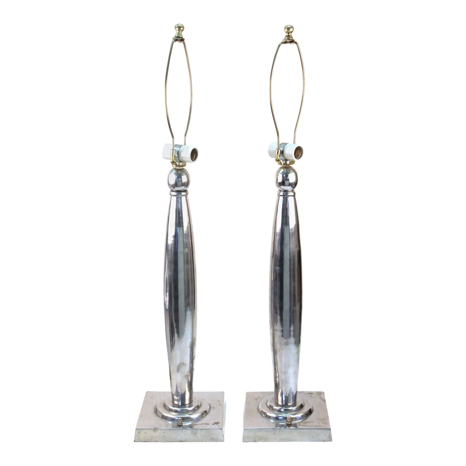 Postmodern Polished Aluminum Table Lamps - a Pair | Chairish