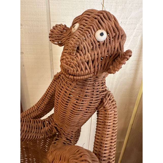 1950s Monkey Wicker Basket in the Manner of Lopez Torres | Chairish