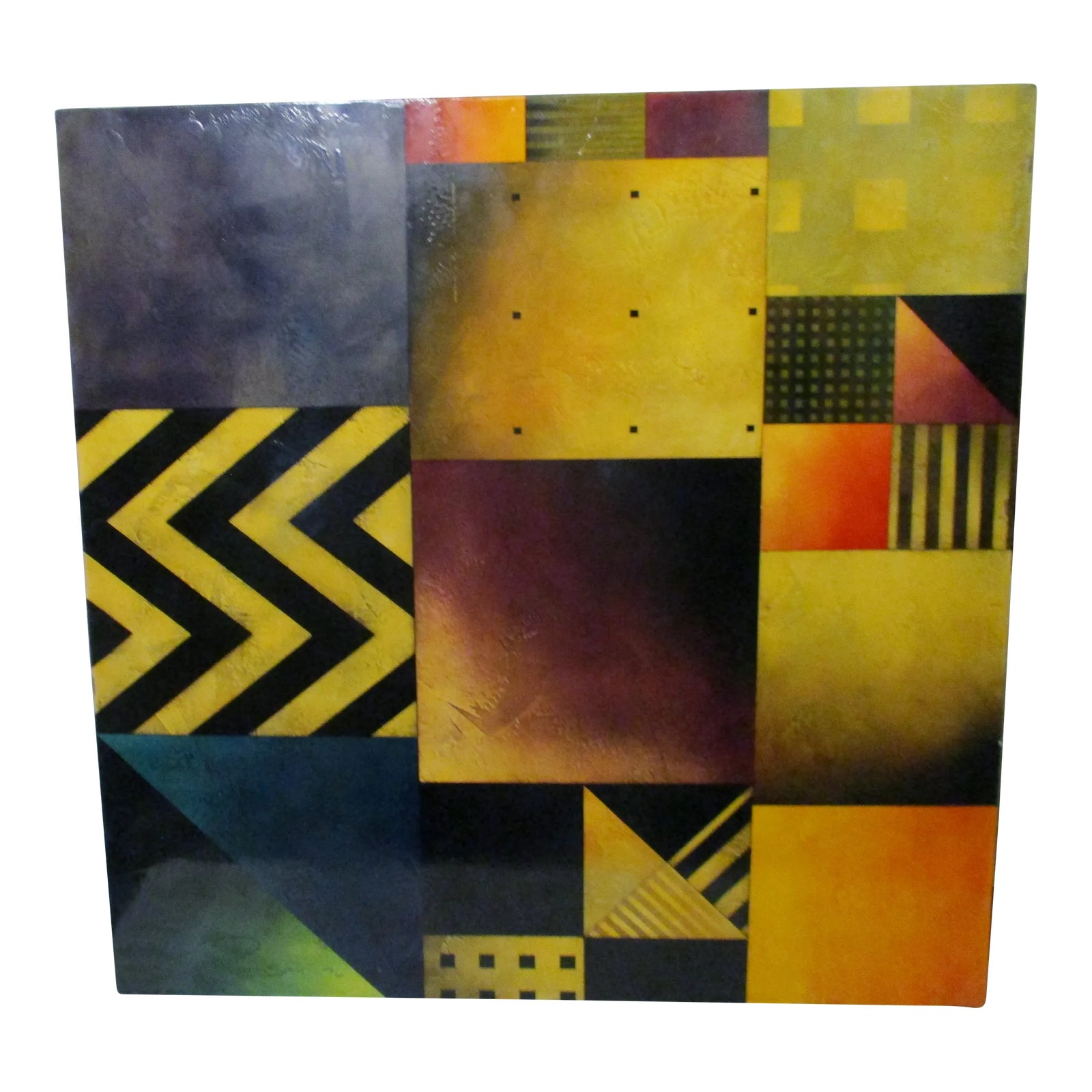 1996 "Patchwork" Gregg Robinson Modernist Geometric Abstract Painting ...