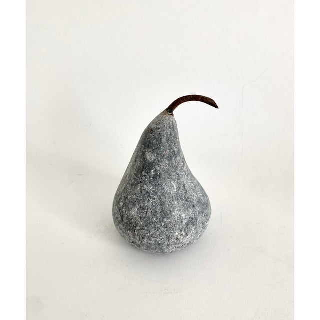 Small Hand-Carved Gray Marble Pear | Chairish