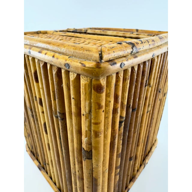Vintage Mid-Century Burnt Tortoise Bamboo Tissue Box | Chairish
