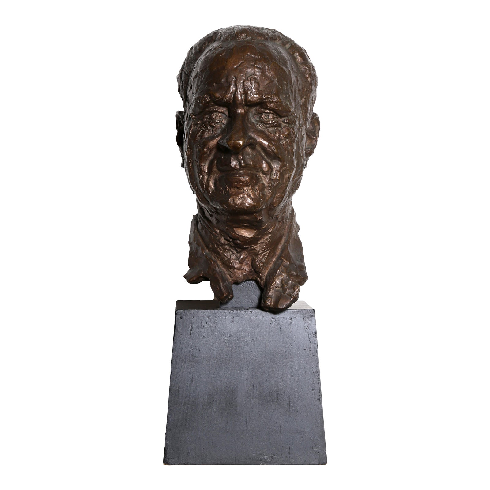 Bust of Yitzhak Rabin, Signed Bronze Sculpture by Chaim Gross | Chairish