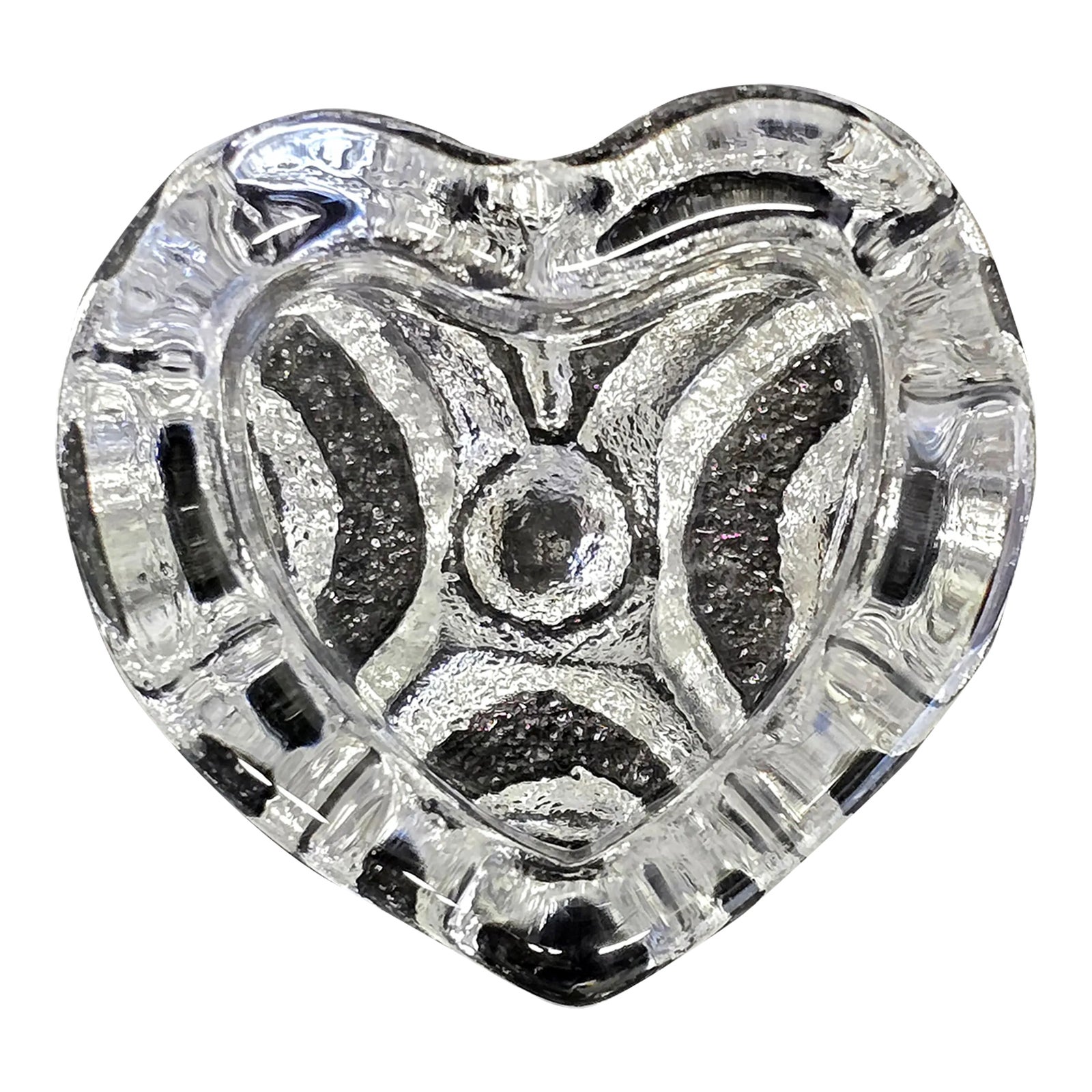 Heart Shaped Heavy Molded Fine Crystal Small Bowl | Chairish