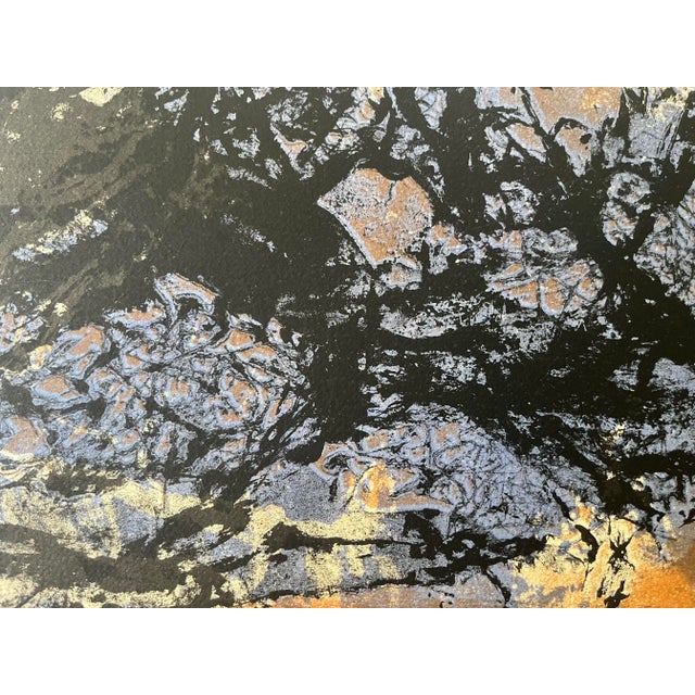 Vintage Original Abstract Lithograph Organic Modern 80s | Chairish