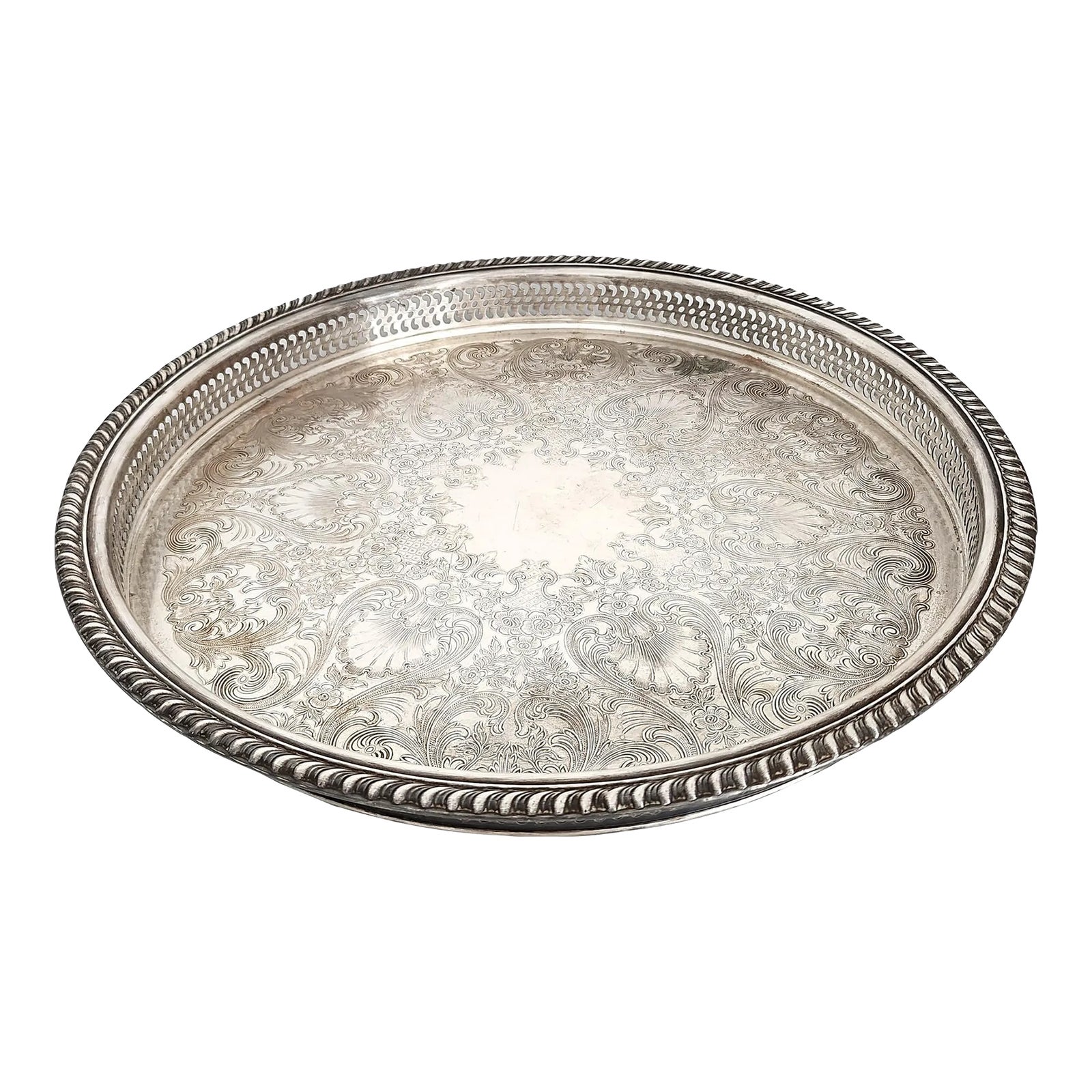 1930s English Silver Plated Gallery Tray | Chairish