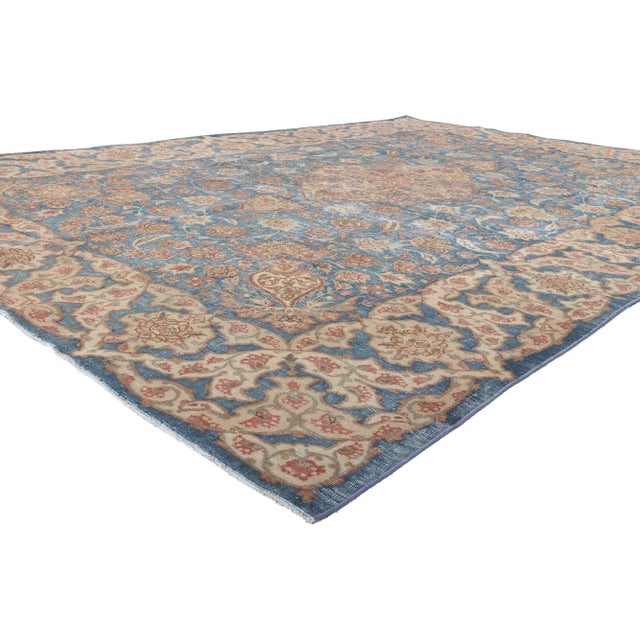 Vintage Blue Persian Isfahan Rug - 08'02 X 11'07 | Chairish