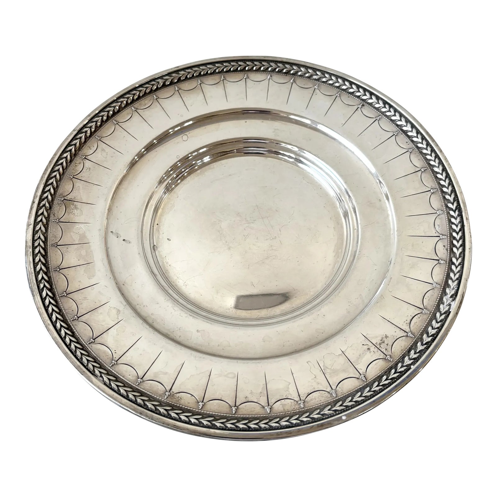 Rare Sterling Silver Guilded Age Art Nouveau Serving Plate | Chairish