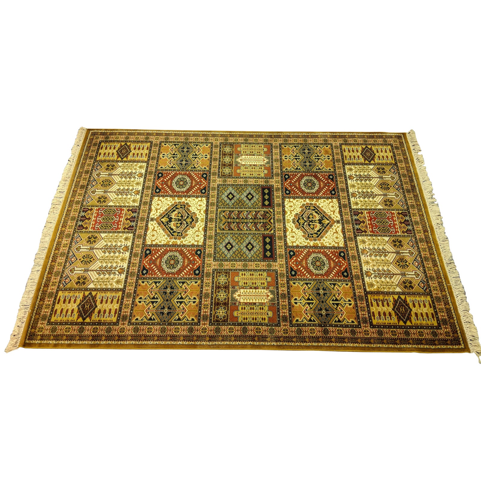 Bakhtiari Floral Geometric Kashmiri Rug- 6′7″ × 9′9″ | Chairish