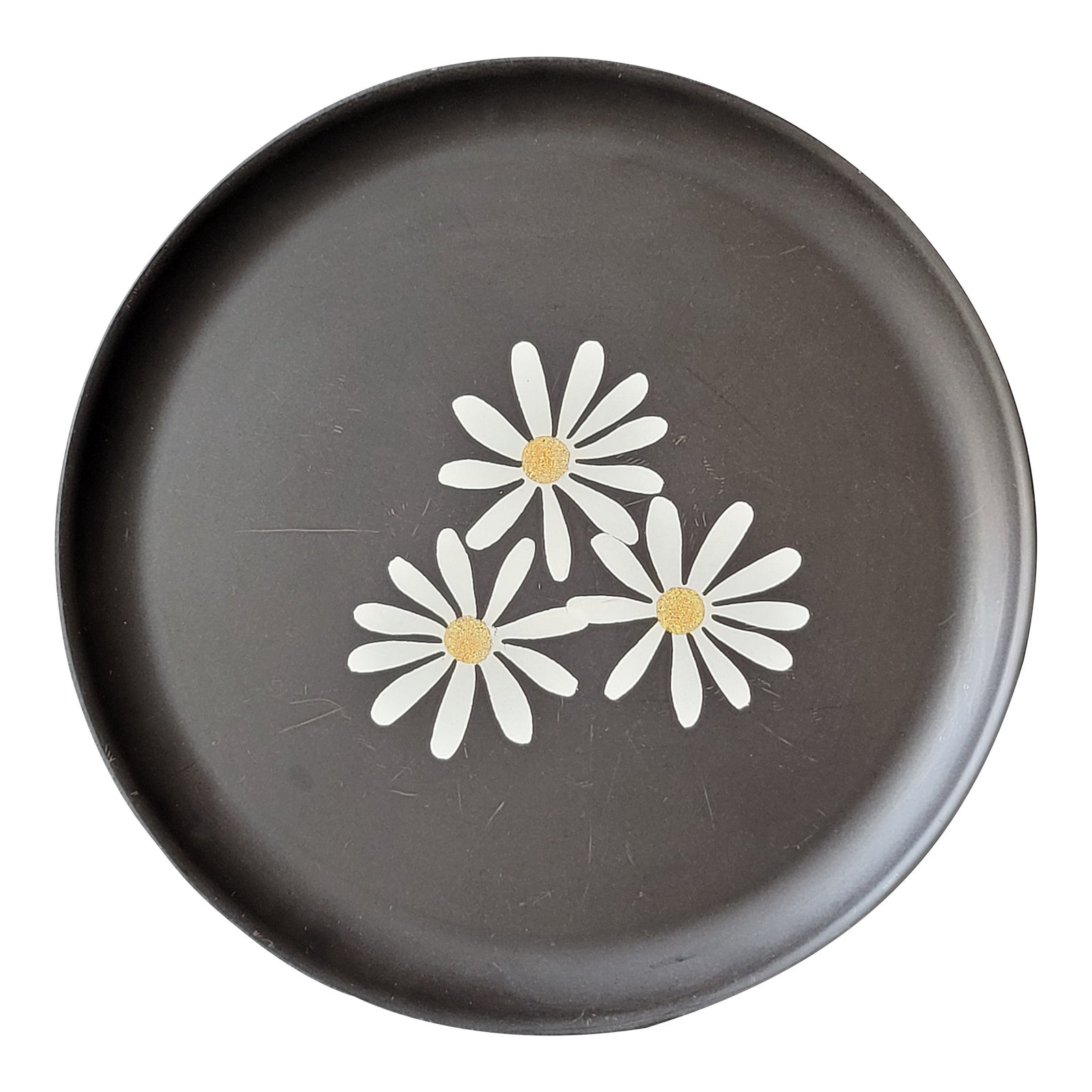 Mid Century Modern Round Couroc Daisy Tray | Chairish