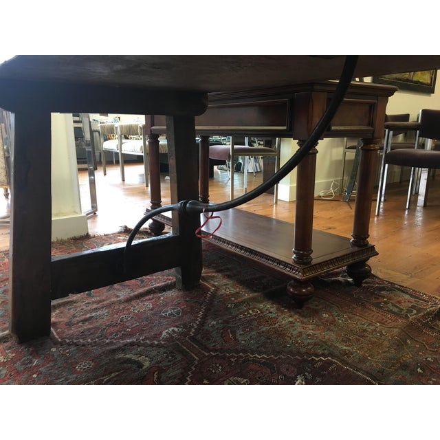 Rustic Refectory Table With Scroll Metal Iron Details & Accents | Chairish