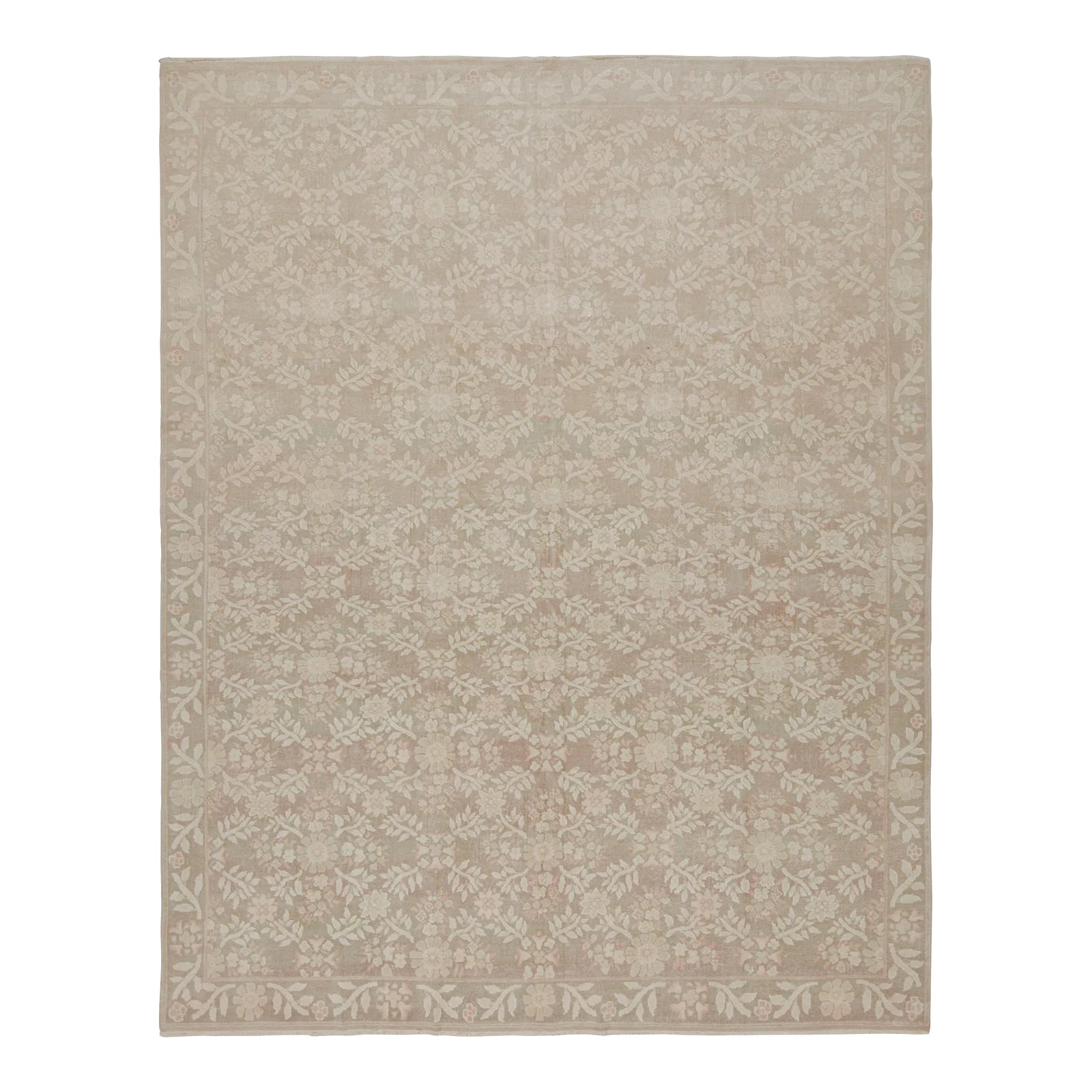 Rug & Kilim’s Contemporary European Style Rug in Beige With Floral ...
