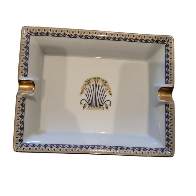 Vintage Italian Porcelain Ashtray with 24-Carat Gold Details | Chairish
