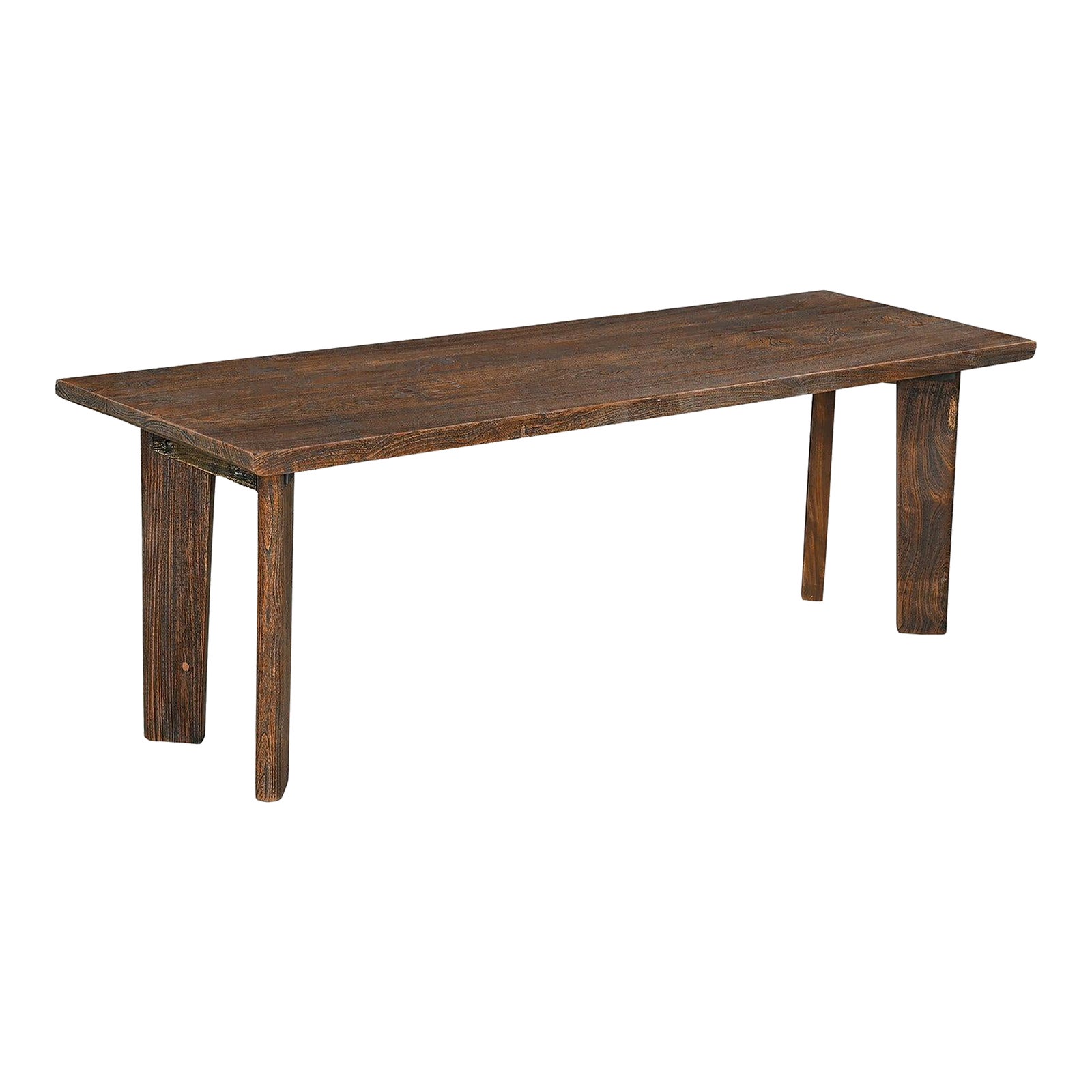1990s Rustic Modern Solid Wood Long Bench | Chairish