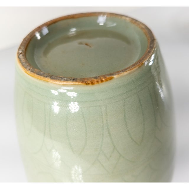 20th Century Chinese Celadon Green Incised Chinese Chinoiserie Vase ...