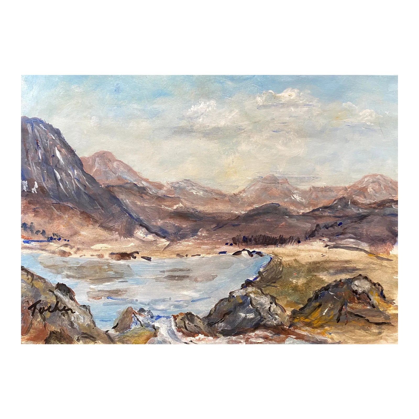 1980s James Tocker Mountain Landscape Painting | Chairish