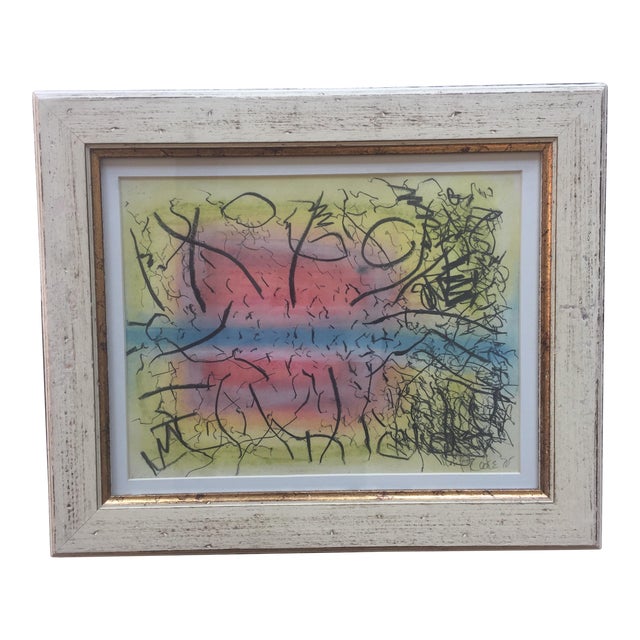 1970's Vintage Original Robert Cooke Charcoal & Pastel Abstract ...