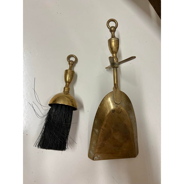 Vintage Brass Brush and Shovel Pan Sweeper | Chairish