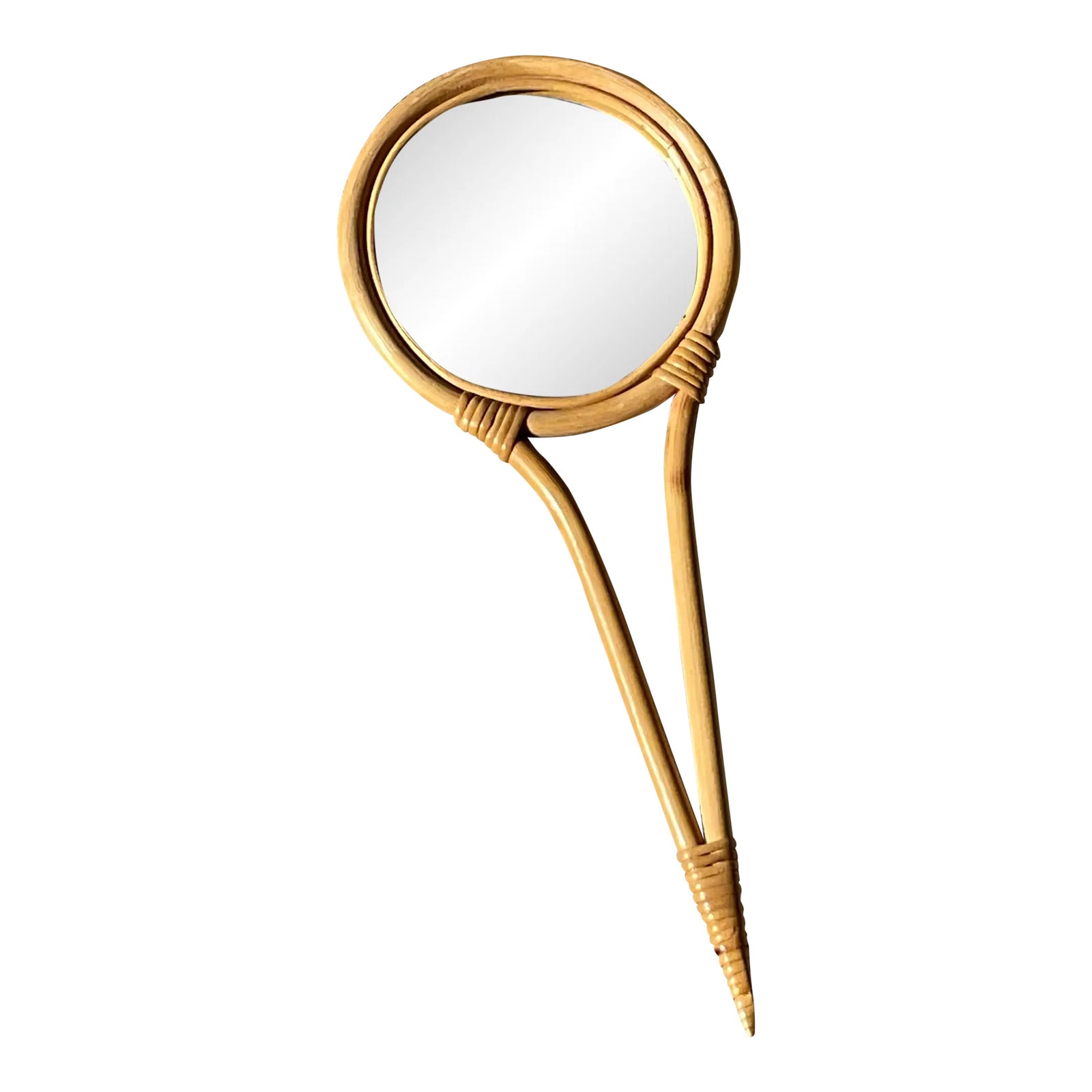 Vintage Bent Bamboo Hand Mirror | Chairish