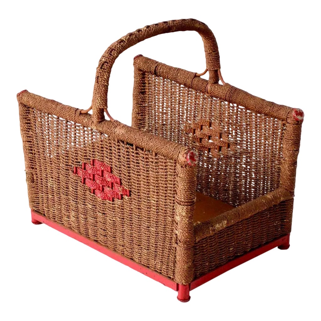 Antique Folk Art Storage Basket | Chairish