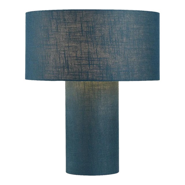 Nova Moonlight Table Lamp, Sky Blue Linen Shade, Dimmer Switch | Chairish