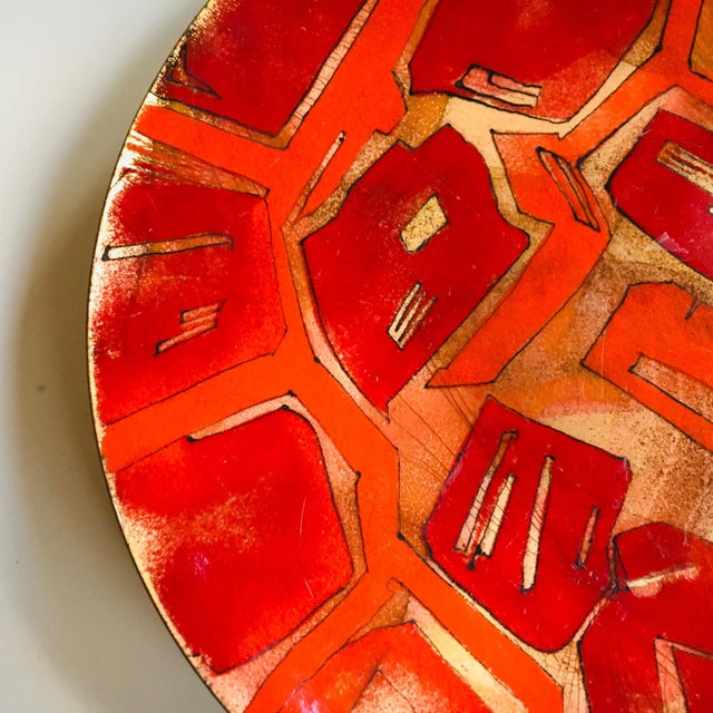 1960s Mid-Century Modern Bachrach Decorative Enamel Plate Dish or Vide ...