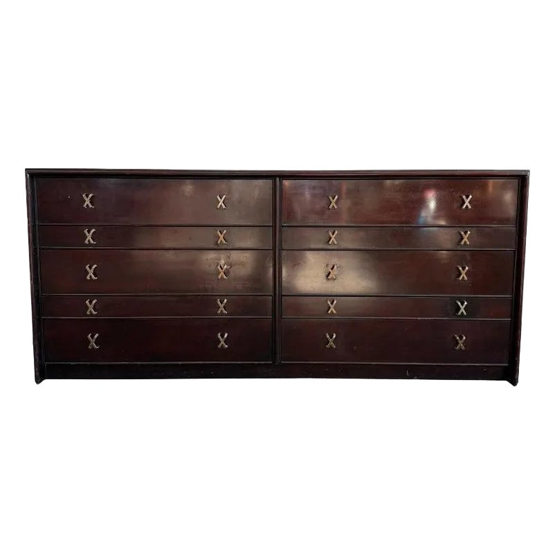 1950s Lowboy Dresser With Nickel X-Shaped Pulls by Paul Frankl for ...