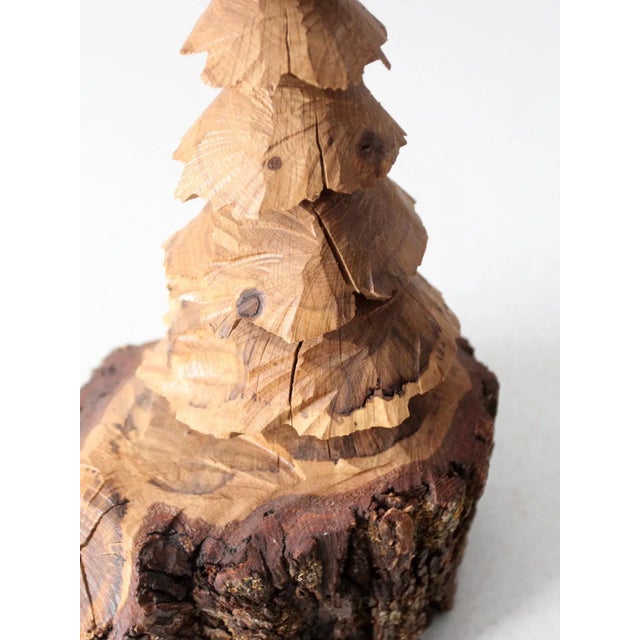 Vintage Carved Wood Tree Sculpture | Chairish