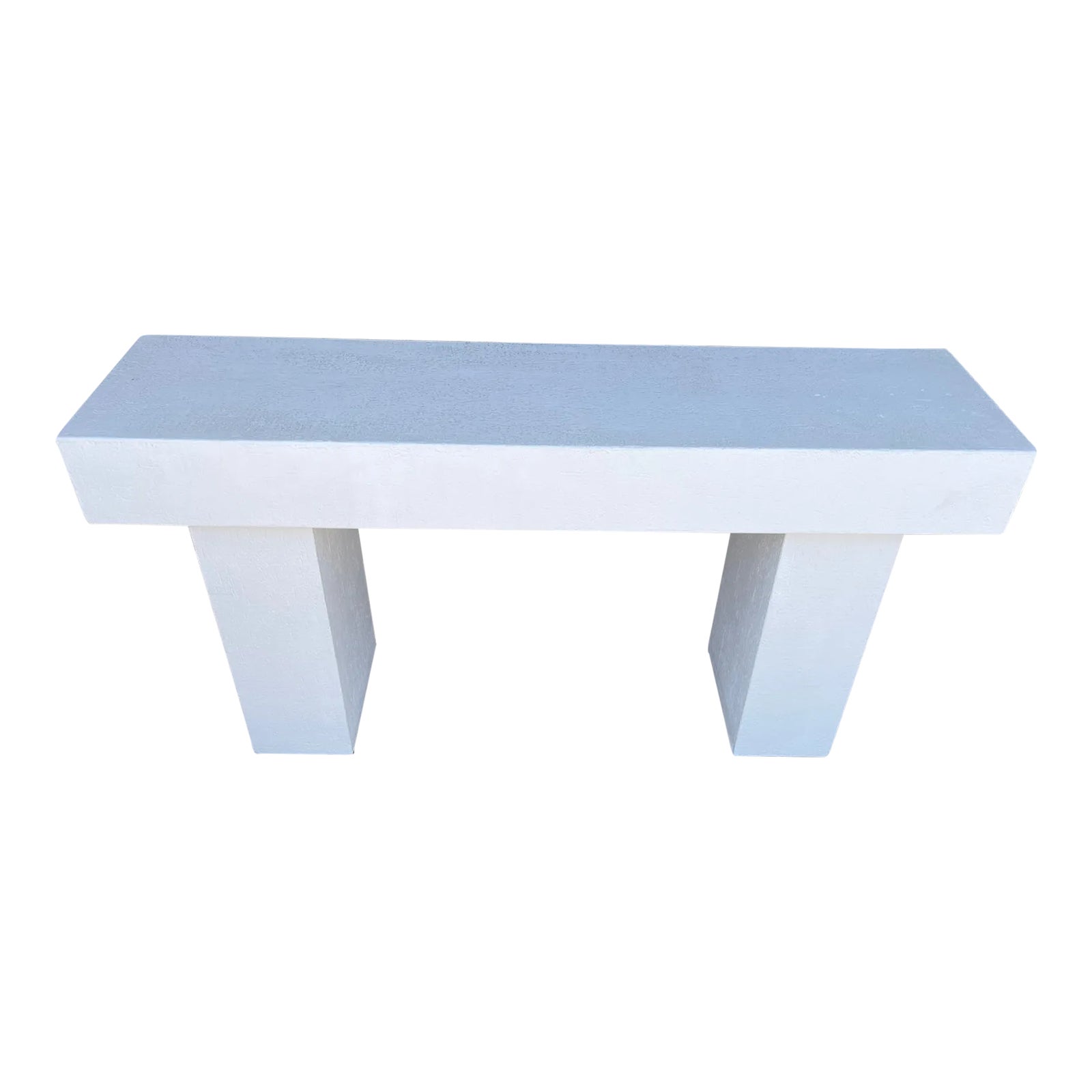 Vintage Postmodern White Textured Plaster Console Table | Chairish