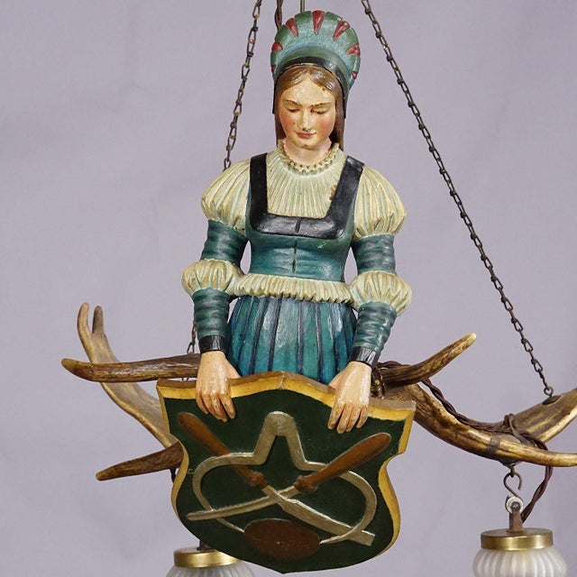 Wooden Carved Lusterweibchen of a Medieval Noble Lady Ca. 1910 | Chairish