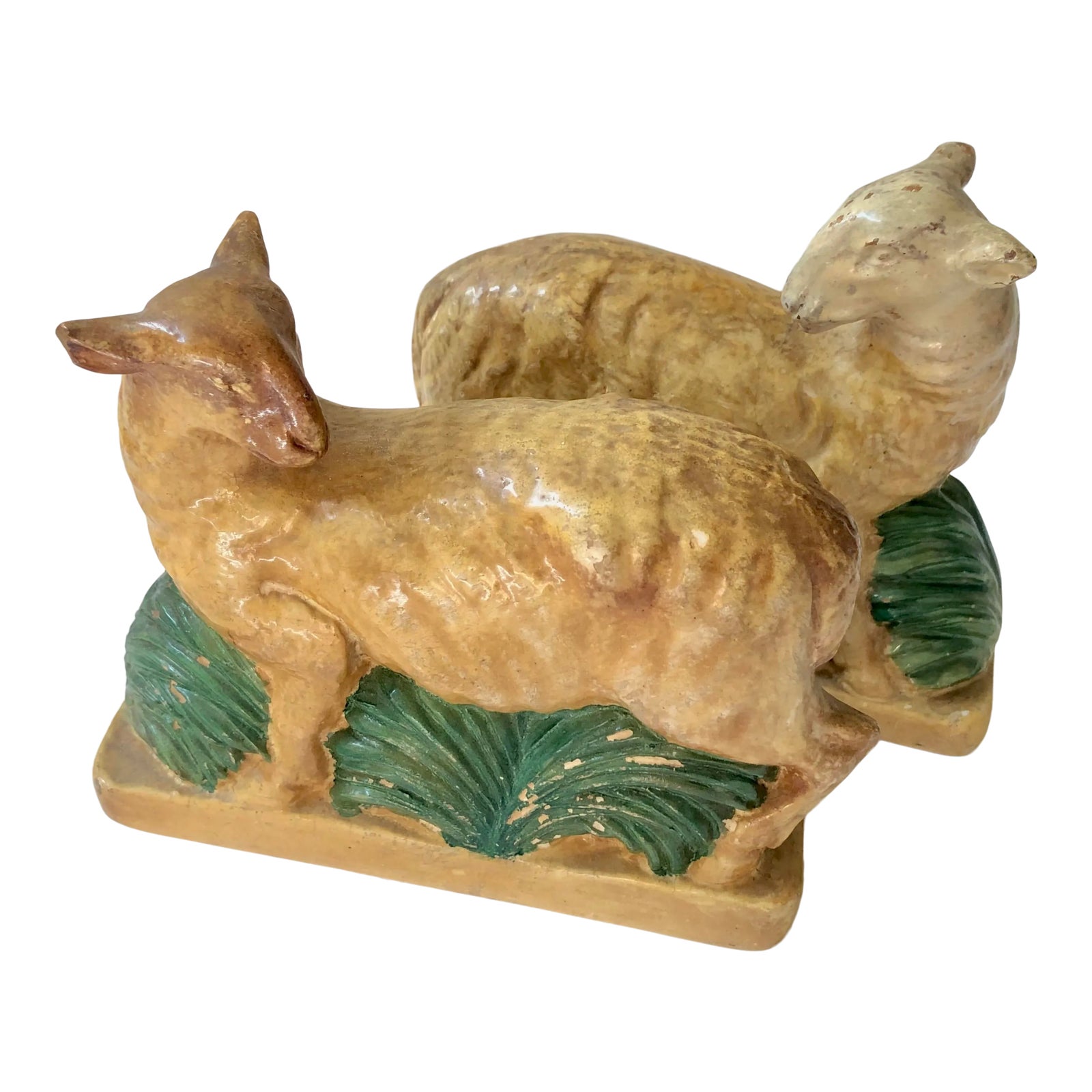 Vintage Italian Borghese Spring Sheep Bookends | Chairish