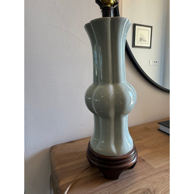 Early 20th Century Frederick Cooper Vintage Celadon Ceramic Table Lamp ...