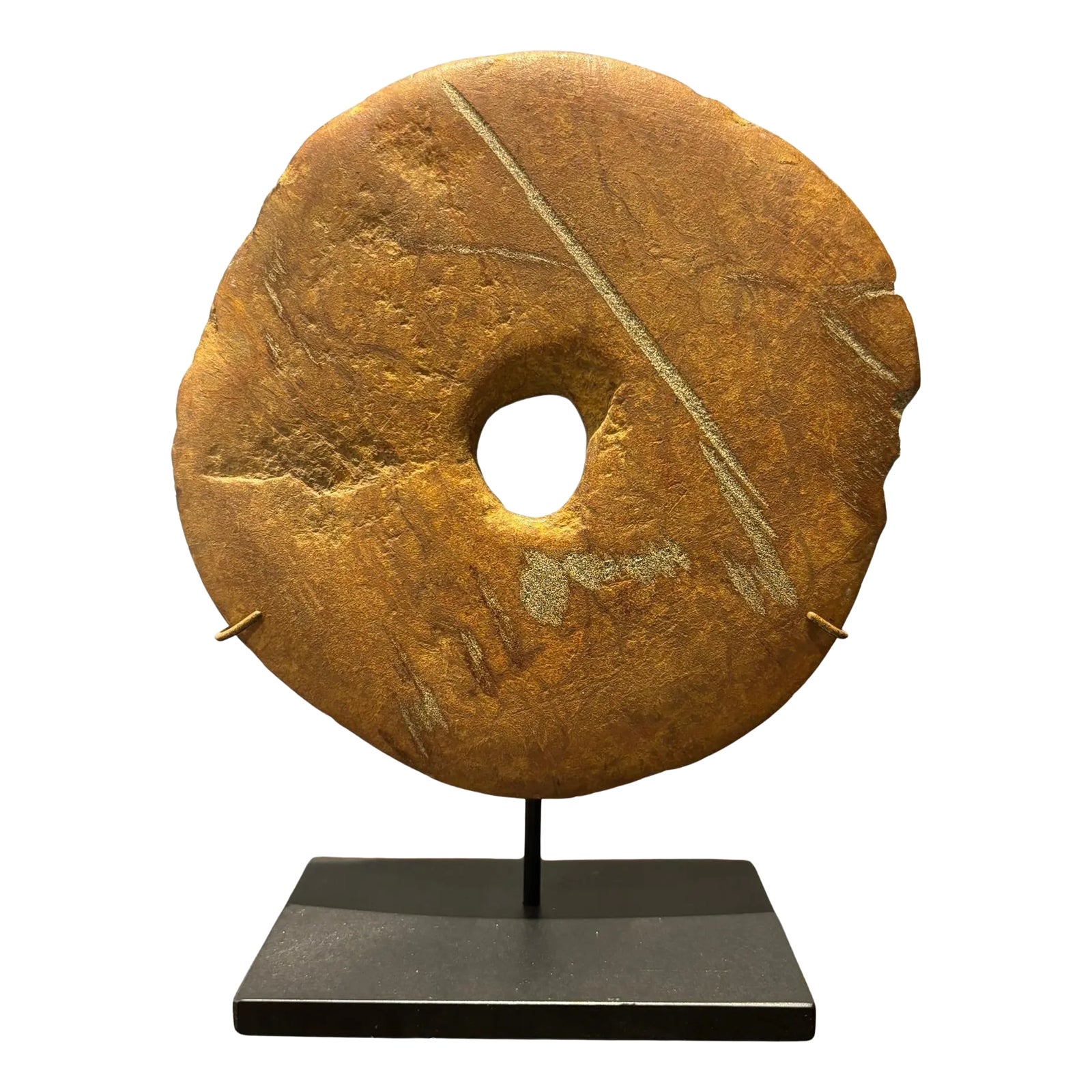 Neolithic Carved Stone Disc Mounted On A Steel Base 2-3000 BC | Chairish