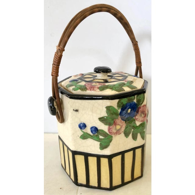 Vintage Japanese Octagon Ceramic Biscuit Jar | Chairish