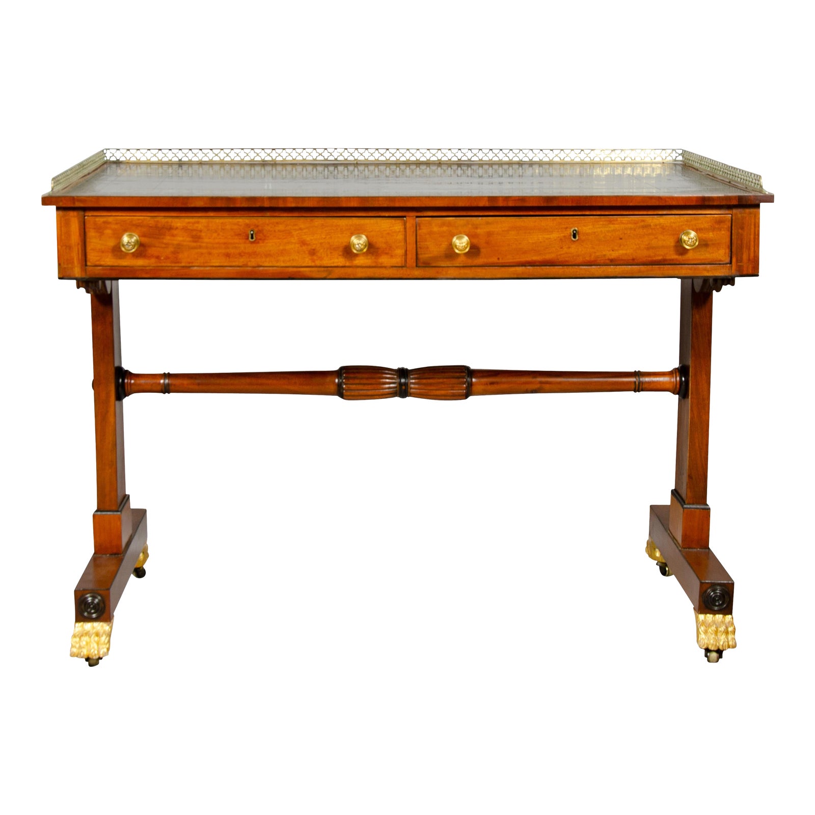 Regency Mahogany and Inlaid Writing Table | Chairish