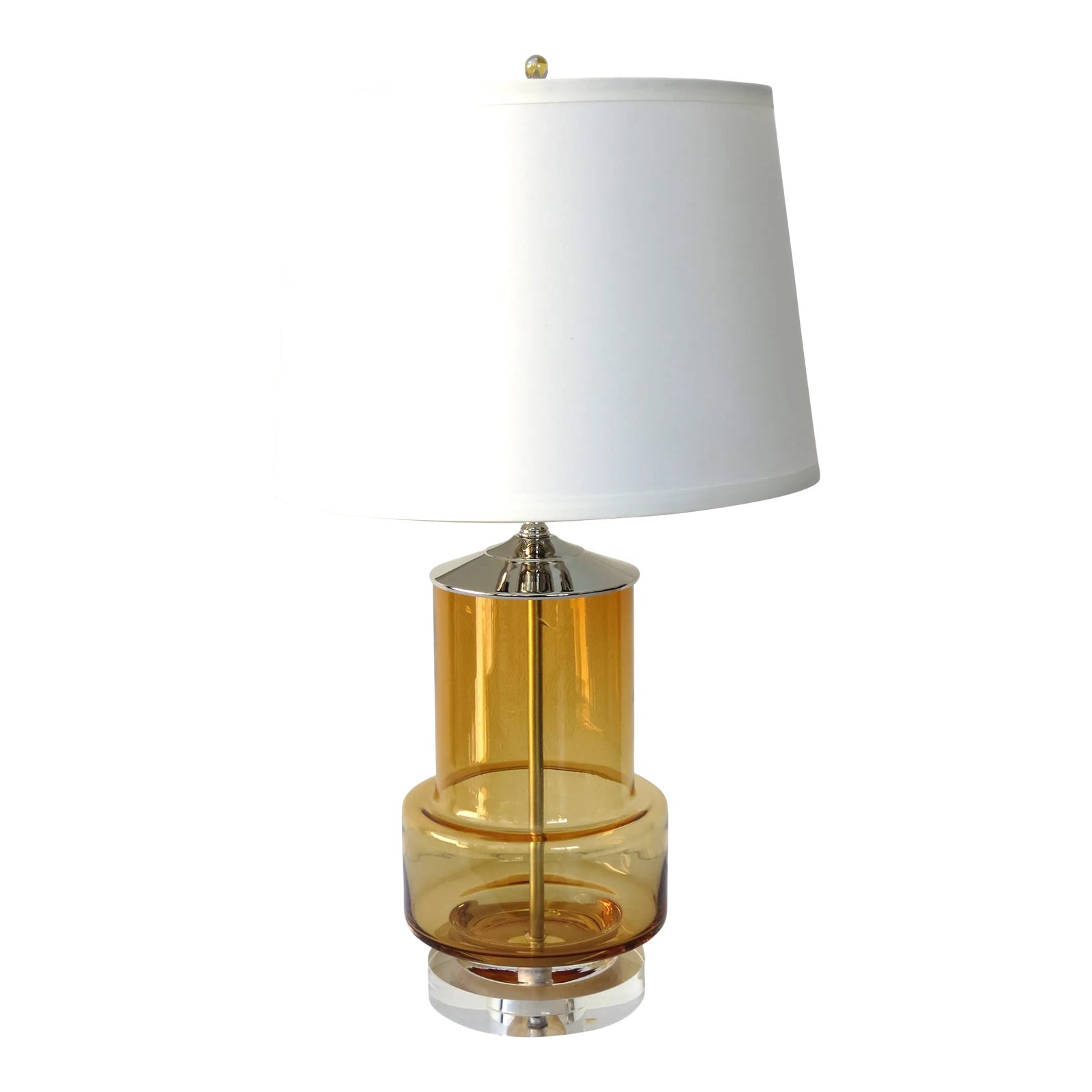 Swedish Retro Inspired Gold Glass Lamp on Lucite, Custom Made by C ...