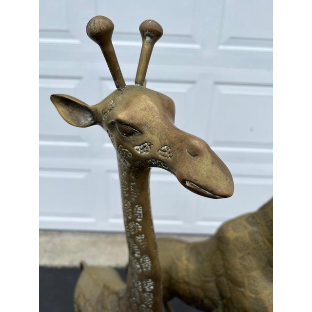 Pair of Hollywood Regency Brass Giraffes-Mother and Baby | Chairish