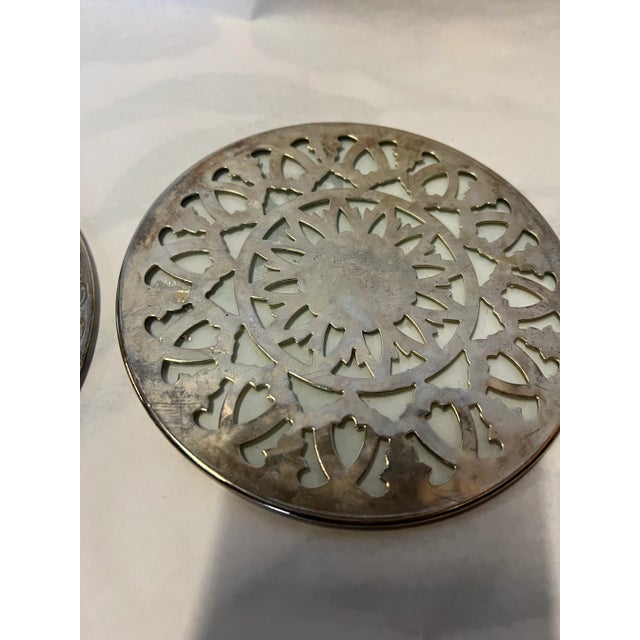 Pair of Vintage Silver-Tone Metal Trivets | Chairish