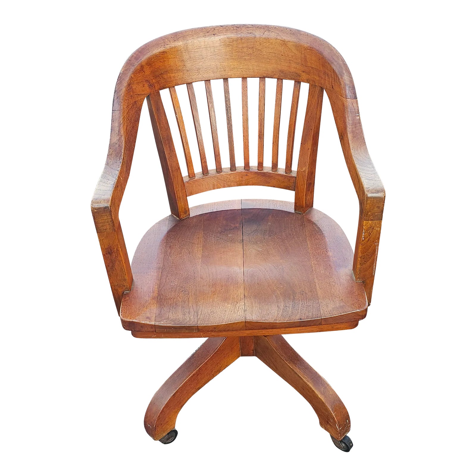 Early 20th Century Gunlocke Oak Rolling and Tilting Banker's Chair ...