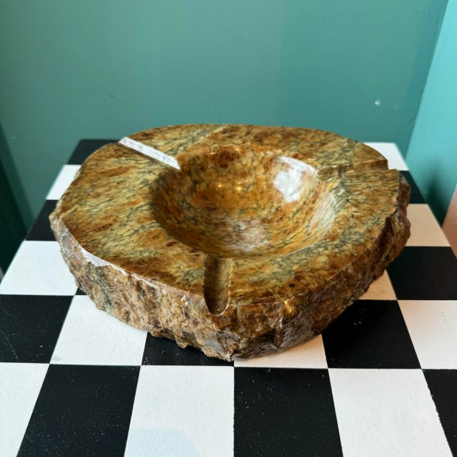 Vintage Alabaster Stone Slab Ashtray | Chairish