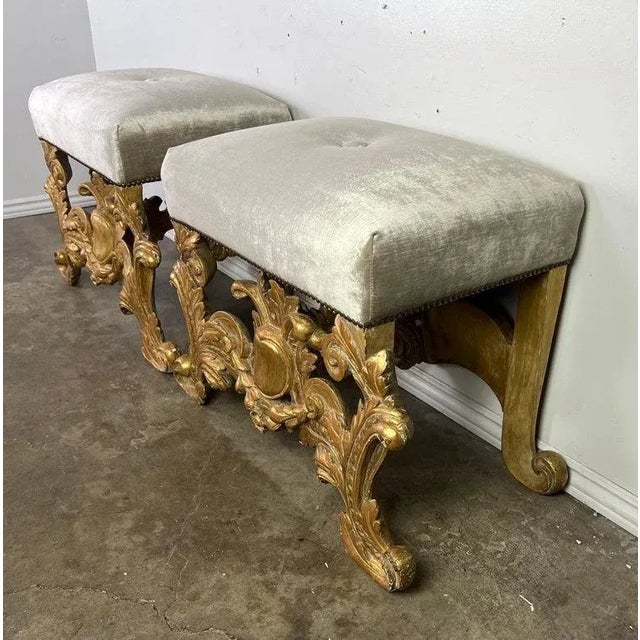 Pair of Italian Baroque Style Gilt Wood Benches C. 1920 | Chairish